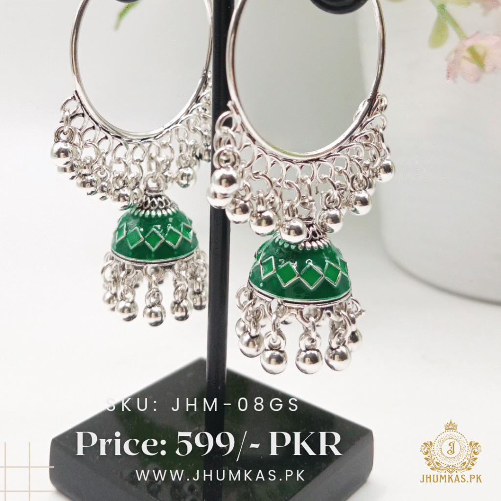 Bali Jhumk – Jhumkas Earrings – Oxidized, Meenakari, Bridal, Silver ...